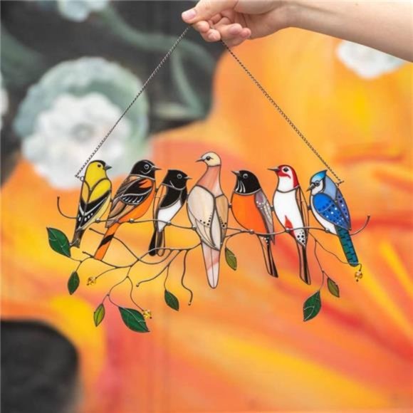Accents | Stained Alloy Metal Bird Suncatcher Window Hangings 7 ...